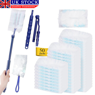 Flash Dust Magnet Fluffy Duster Kit with Extendable Long Handle & 50 ...