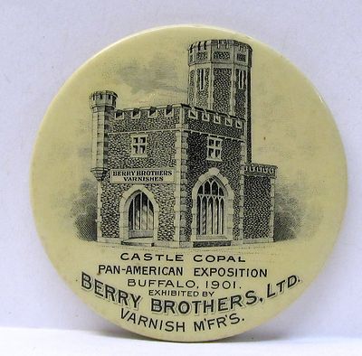 rare 1901 BERRY BROTHERS Varnish PAN-AMERICAN EXPO Castle Copal pocket ...
