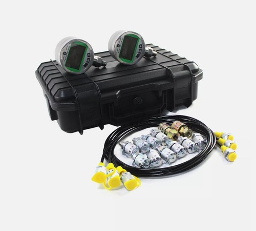 Digital Pressure Gauge Kit w/ 2 Pressure Gauges 3 Test Hoses and 12 ...