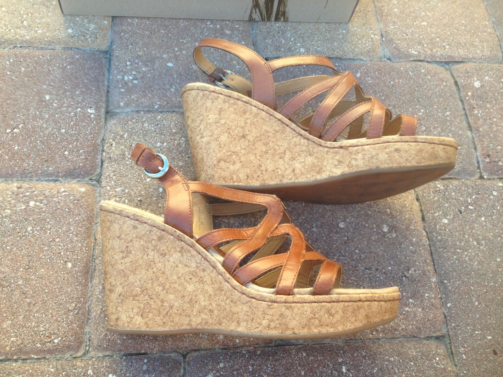 B.O.C. Born O Concept NILSA Brown Leather Women's Wedge Sandal Shoes ...