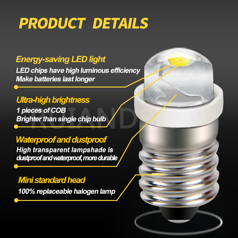 2x Miniature Screw Base Light Bulb E10 0.5W Lamp LED Flashlight Torch ...