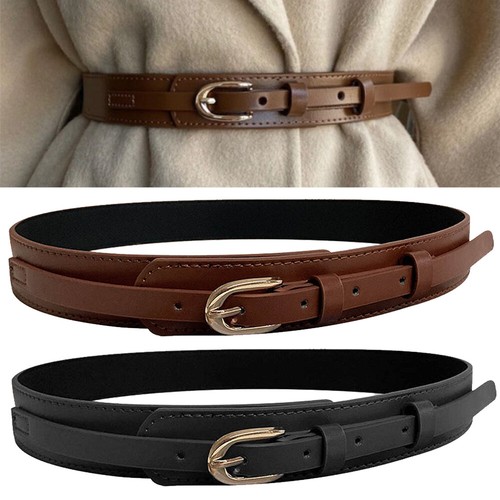 Retro Metal Buckle Pu Leather Femmes Belt Taile Bobine De Robe Robe ...