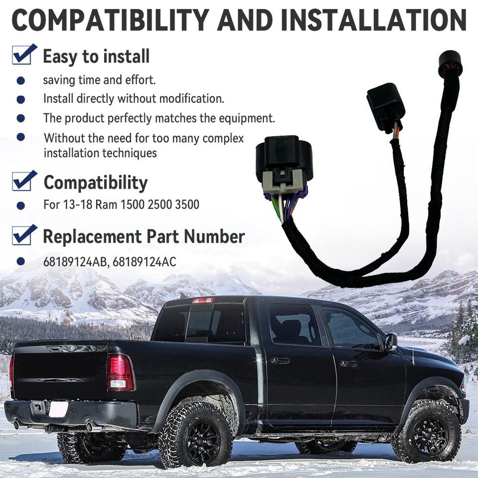 68189124AC Rear Camera Wiring Harness For Dodge Ram 1500 2500 3500 2013 ...