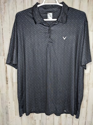 Callaway Mens 2XL Golf Polo Shirt Opti Dri Black All Over Print Logo ...