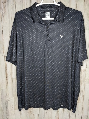 Callaway Mens 2XL Golf Polo Shirt Opti Dri Black All Over Print Logo ...