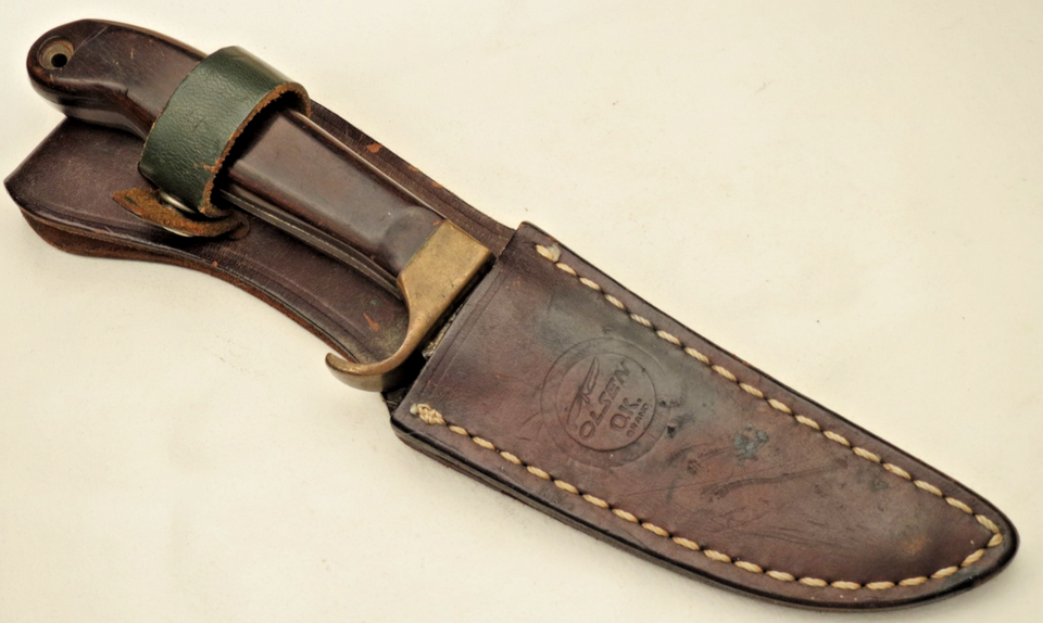 Vintage OLSEN KNIFE CO HC MI Fixed-Blade Hunting Knife Wood Handles ...