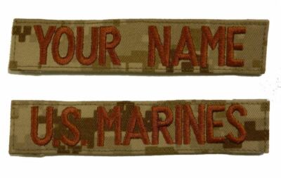 Custom 2 Piece Name Tape Set w/ Hook Fastener Backing - Desert Marpat ...