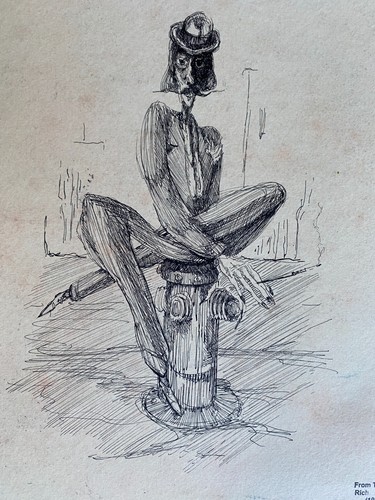 Richard J. Ericson original art pen and ink drawing 1922-2010 w/estate ...