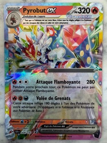 Carte Pokémon Pyrobut EX 028/142 SCR Couronne Stellaire FR NEUF | eBay
