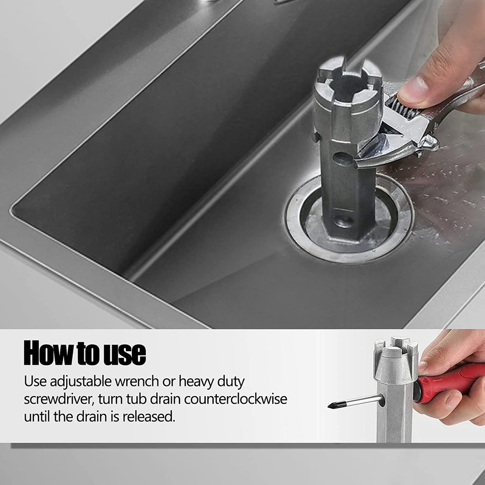 Tub Drain Remover Wrench Dual-Ended Tool Zinc Alloy Bathroom | eBay