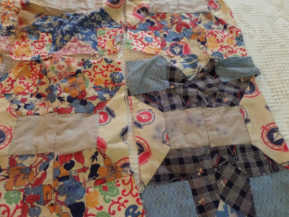 Vtg 37 Handstitched quilt blocks feedsack cotton Blocks 8x10 ...