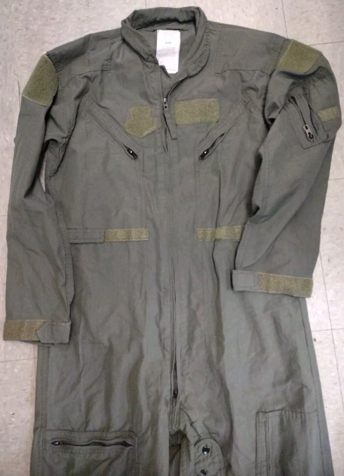 US Military Coveralls Flyers Mens 44R Green CWU-27P Pilot Summer Flight ...