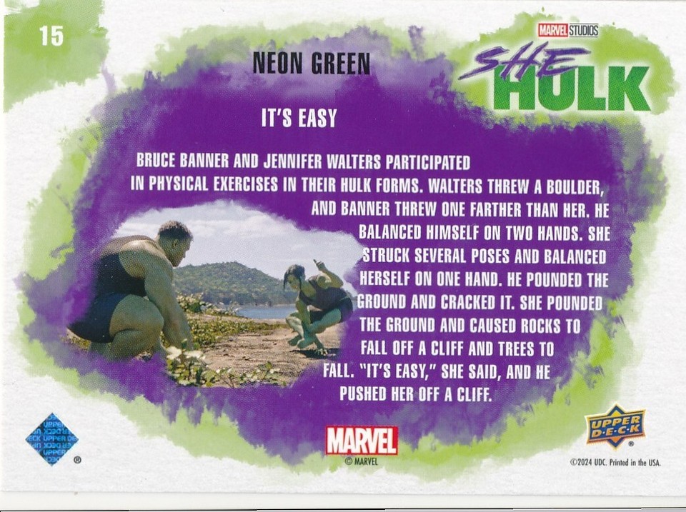 #15 TATIANA MASLANY MARK RUFFALO HULK 2023 Upper Deck She-Hulk NEON ...