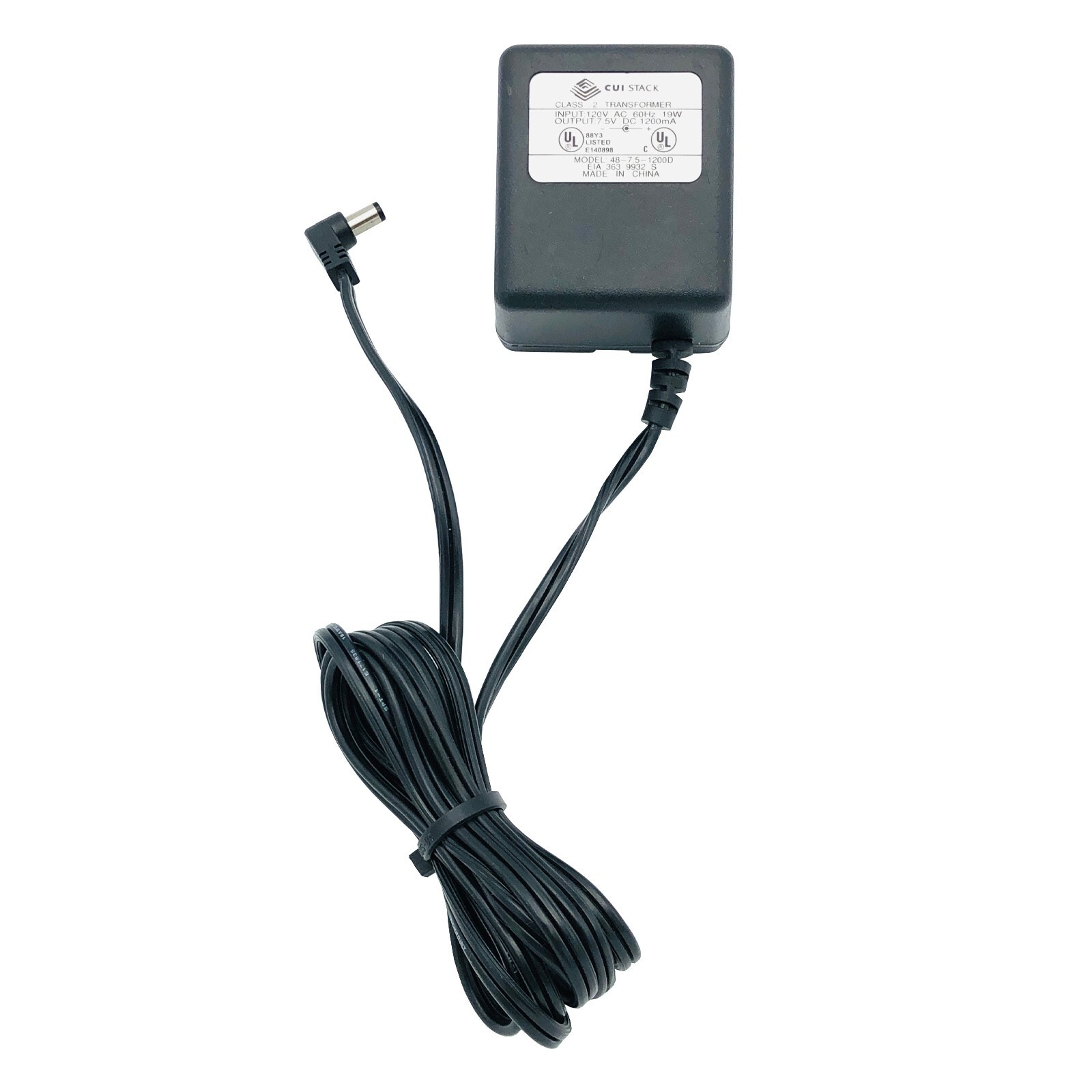 Genuine 9W CUI INC AC Wall 7.5V 1.2A Class 2 Transformer 48-7.5-1200D ...