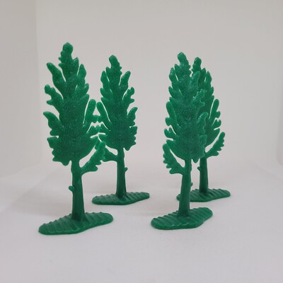 Green Plastic Toy Trees Lot of 4 Scenery | eBay