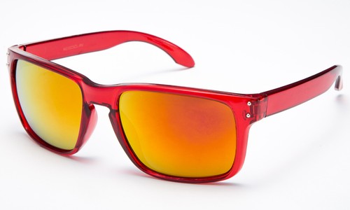 Sunglasses See Through Red Frame Transparents Flash Mirror Lens UV 100% ...