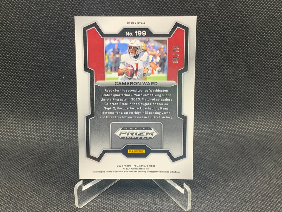 2024 Prizm Draft Picks CAM WARD Rated Prospect Purple /75 #199 WSU ...