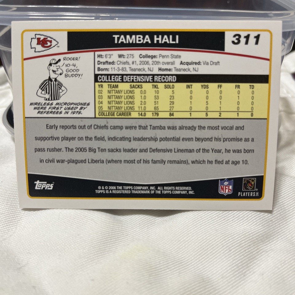2006 Topps 311 Rookie Tamba Hali Football Card | eBay