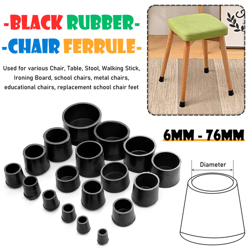 Black Rubber Round Tube End Caps, Chair, Table, Feet, Rubber Ferrules ...