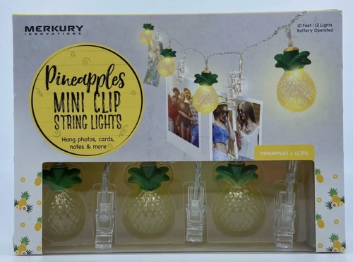 Merkury Innovations Pineapples Mini Clip String Lights LED 10 ft 12 ...