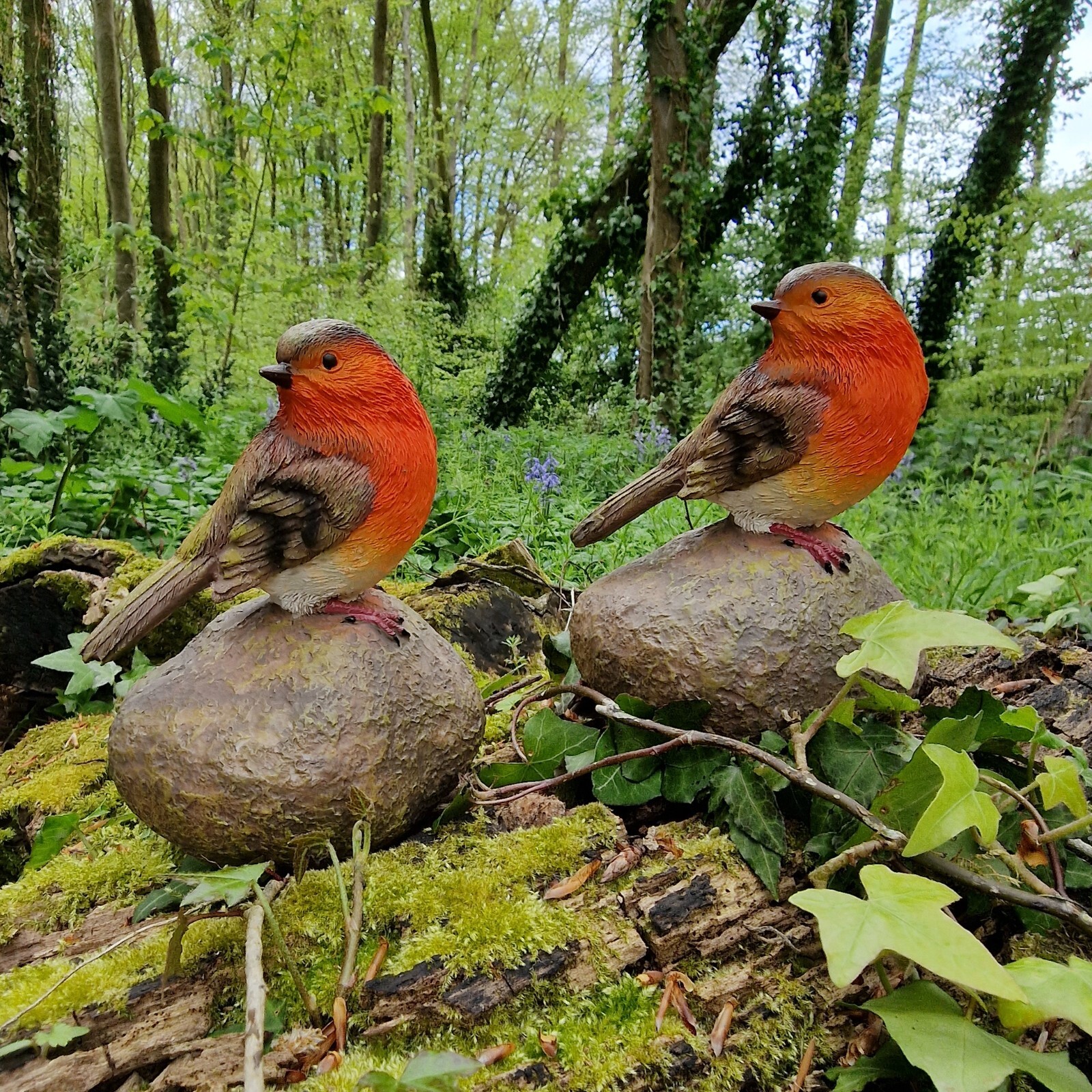 Robin on a Stone Resin Garden Ornament Resin Bird Sculpture Figurine ...