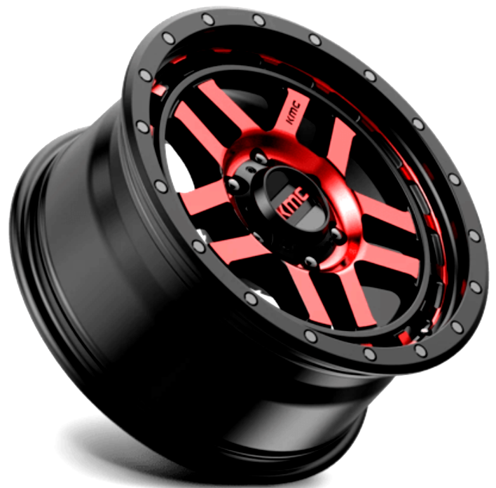 17 x9” Red Black KMC Recon KM540 Wheels fits Toyota Tacoma 4 Runner FJ ...