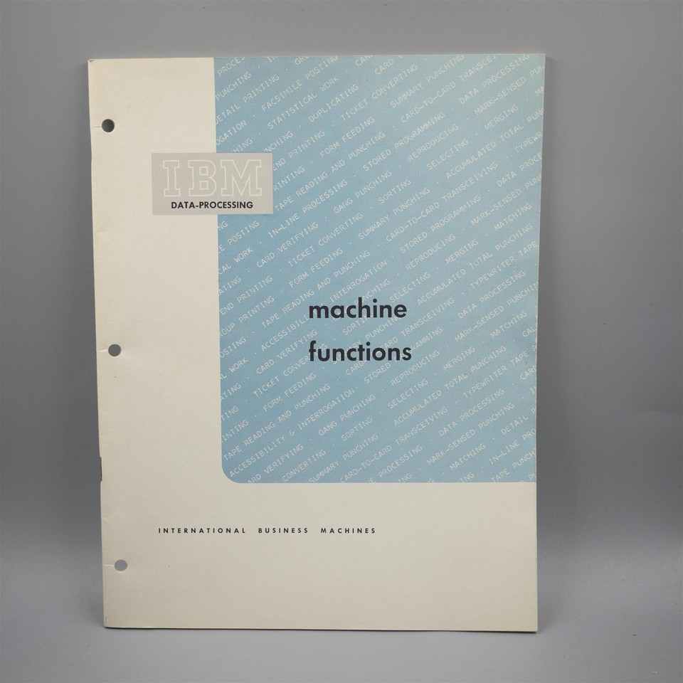 Vintage 1957 IBM Punch Card Machine Functions Booklet for Data ...