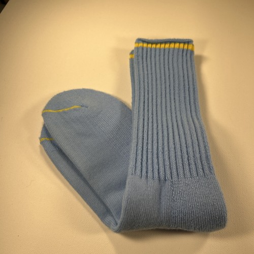 VTG Russell Socks Athletic Crew Sport Light Blue Yellow Stripes Size 10 ...