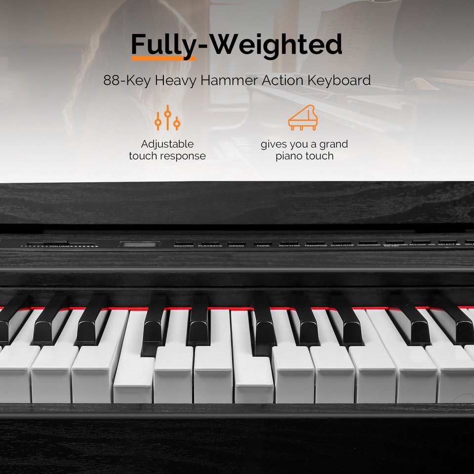 Glarry 88 Keys Full Weighted Hammer Keyboards Digital Piano Electric ...