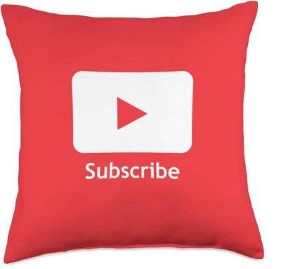 Red Subscribe Pillow content creator video play button blogger vlog ...