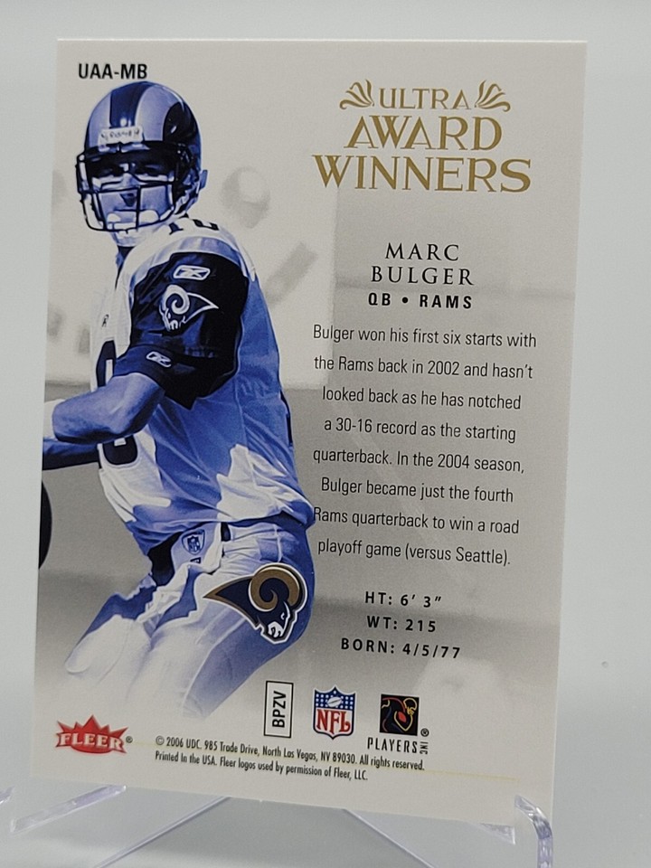 2006 FLEER ULTRA MARC BULGER AWARD WINNERS INSERT CARD ST LOUIS RAMS ...