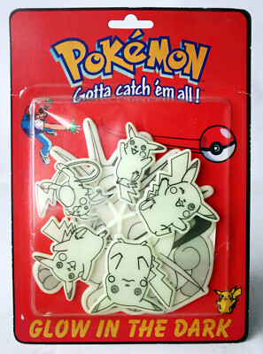 RARE VINTAGE 90'S POKEMON PIKACHU MEOWTH GLOW IN THE DARK FIGURES ...