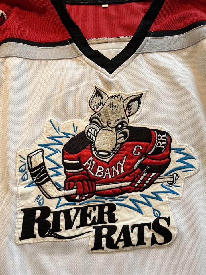 VINTAGE Albany River Rats Jersey Men L White New Jersey Devils AHL 90s ...