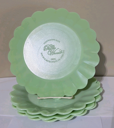 Pioneer Woman Jadeite Dinner Plates Set 4 Scalloped Edge 10.25" Heavy ...