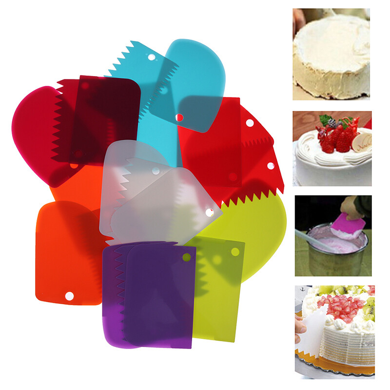 3Pcs Plastic Dough Icing Fondant Scraper Cake Decorating Baking Pastry ...