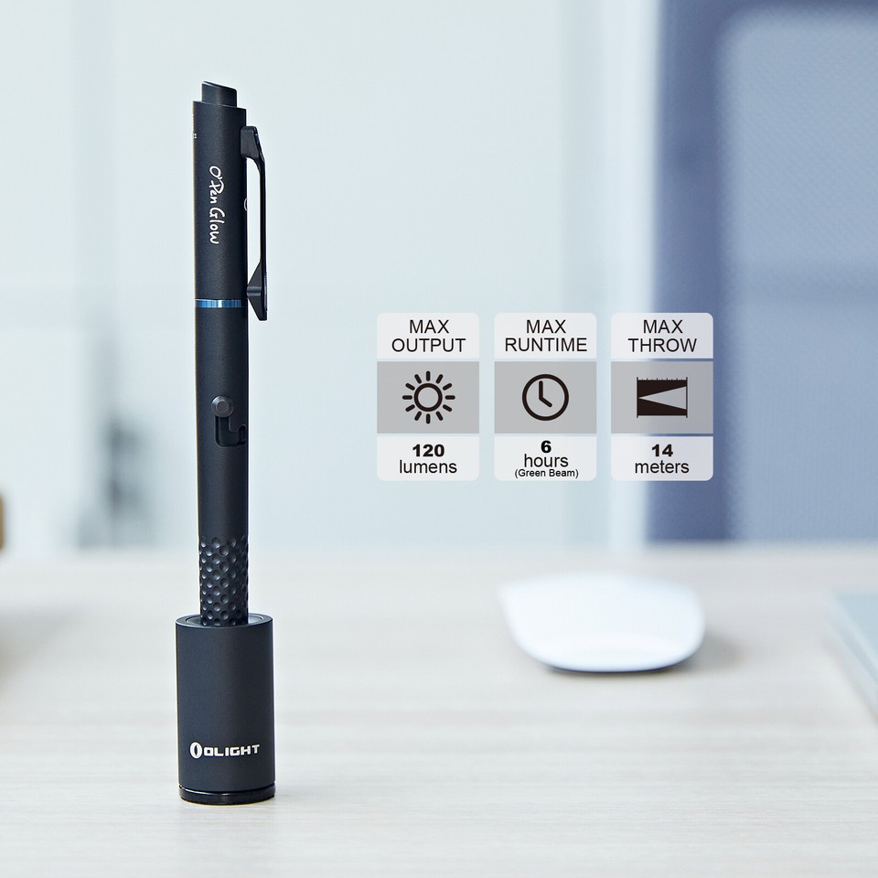 OLIGHT O'Pen Glow Rechargeable Penlight EDC Light with Green Beam LED ...
