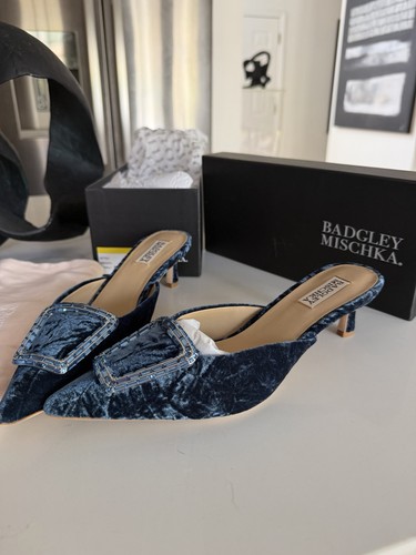 Badgley Mischka Size 9 Velvet Abigayl 2" Mules Heel Womens | eBay
