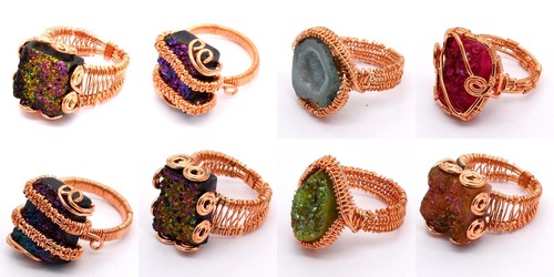 Wire Rings Assorted Crystals Handmade Copper Wire Rings Starling Silver ...