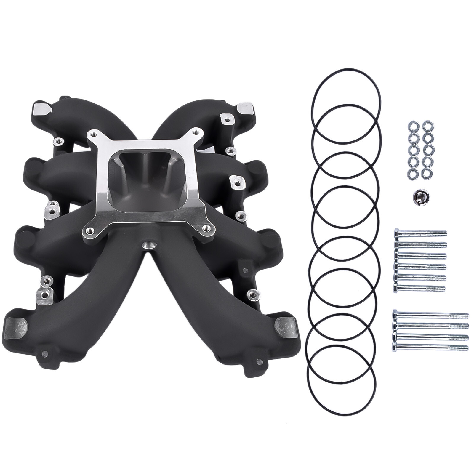 300-132 Single Plane Carb Intake Manifold Black For GM LS Gen III IV ...