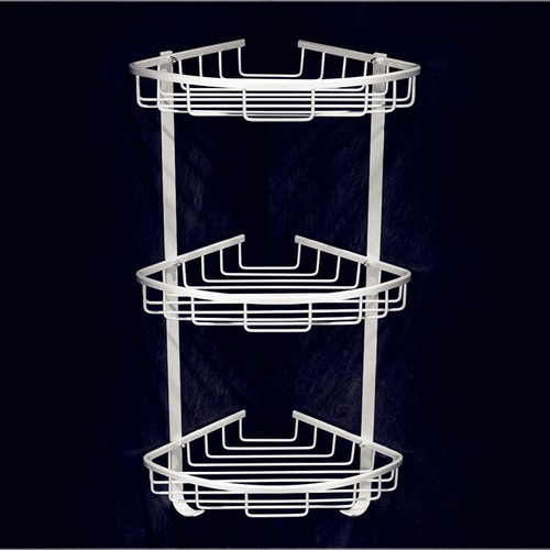 3 TIER STAINLESS STEEL SHOWER CADDY RUST FREE BATHROOM SHELF CORNER ...