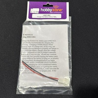 HobbyZone HBZ1081 Charger Connector w/Wire Firebird XL | eBay
