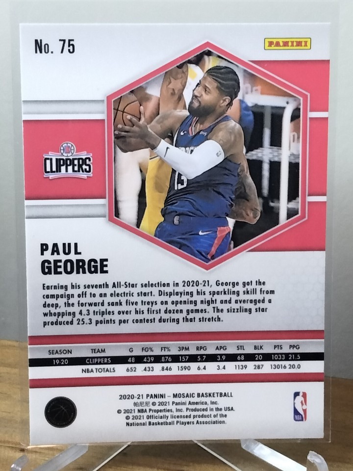 PAUL GEORGE 2020-21 Panini MOSAIC Basketball #75 Los Angeles Clippers ...