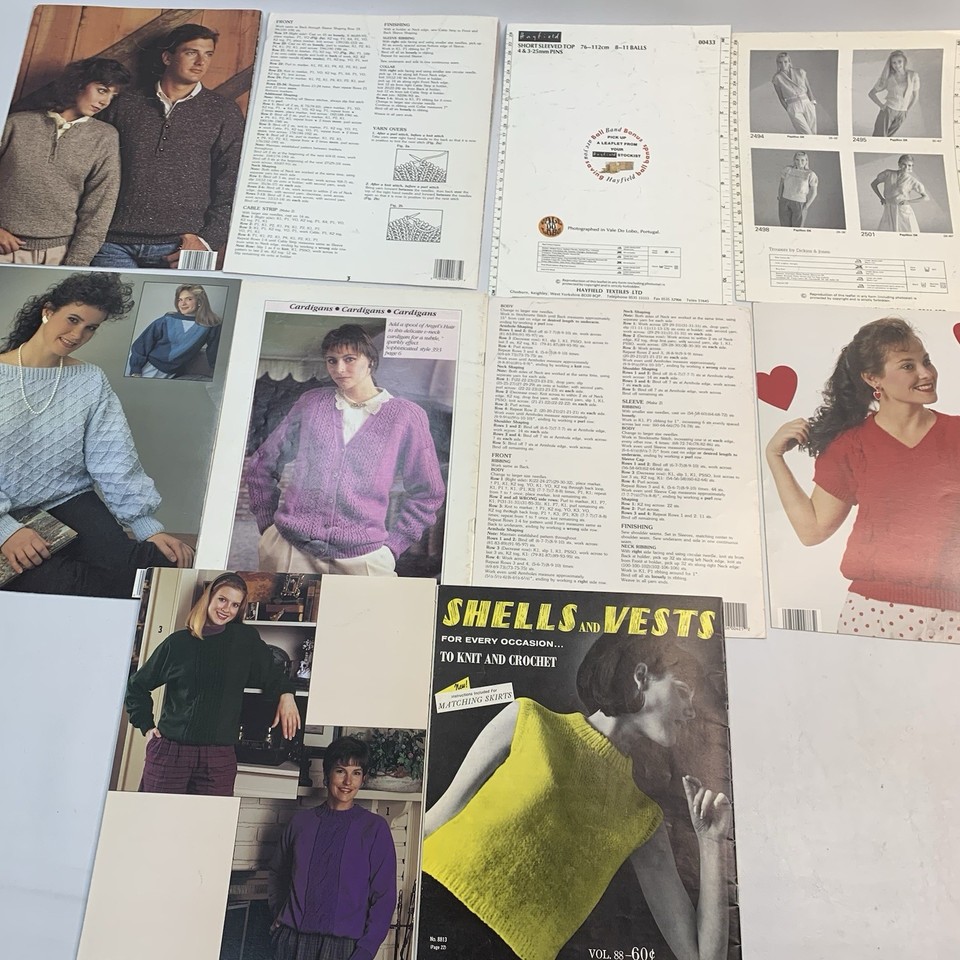 Lot of 10 Vintage Knitting Pattern Books Magazines Leaflets Sweaters ...