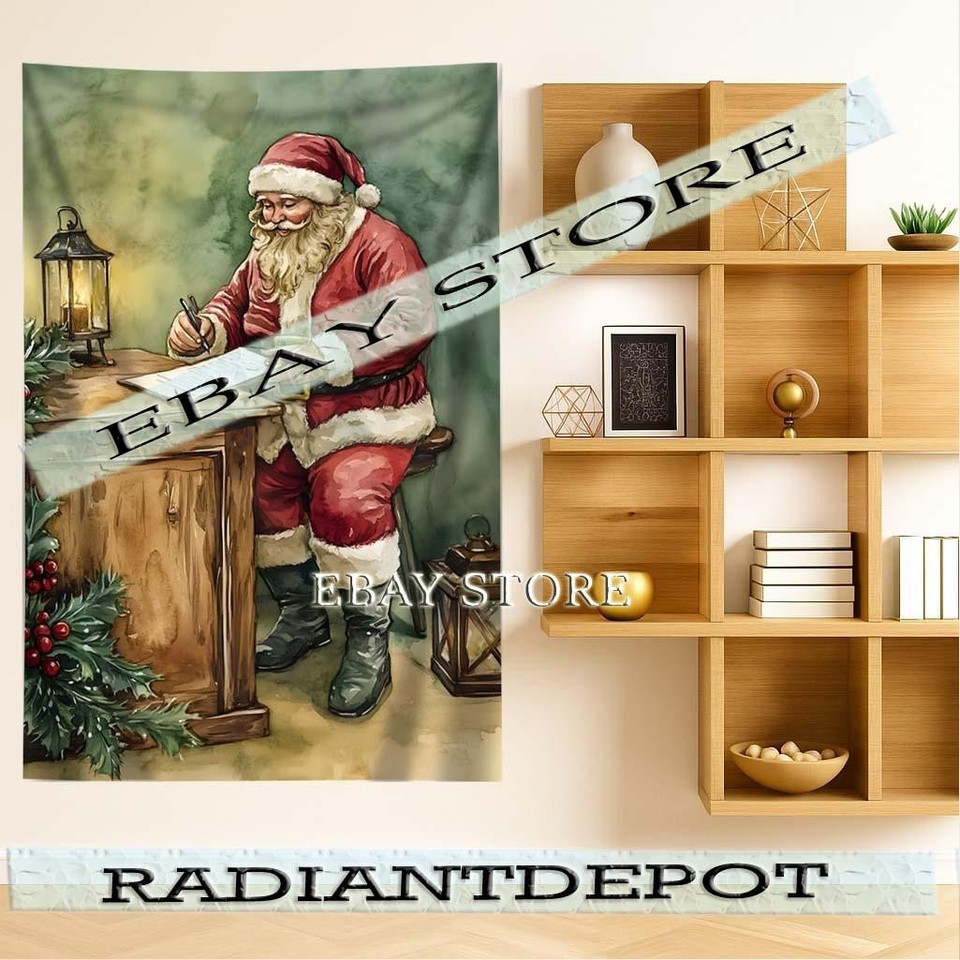 tapestry santa reading letter festive artwork traditional Christmas ...