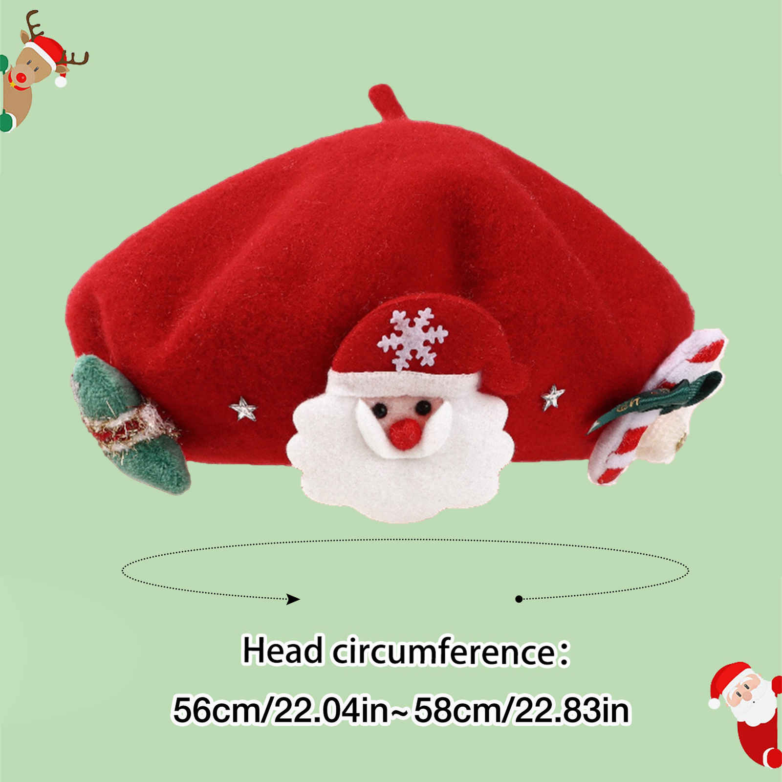Women Christmas Santa Claus Beret Xmas Theme Wool Berets, Enhance ...