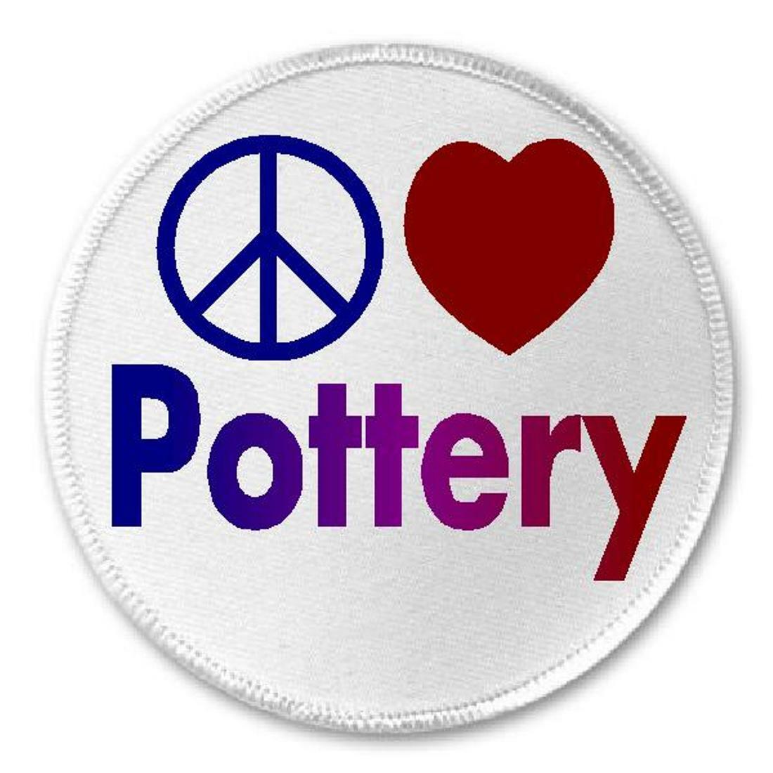 Peace Love Pottery - 3" Sew / Iron On Patch Hobby Clay Ceramic Art ...