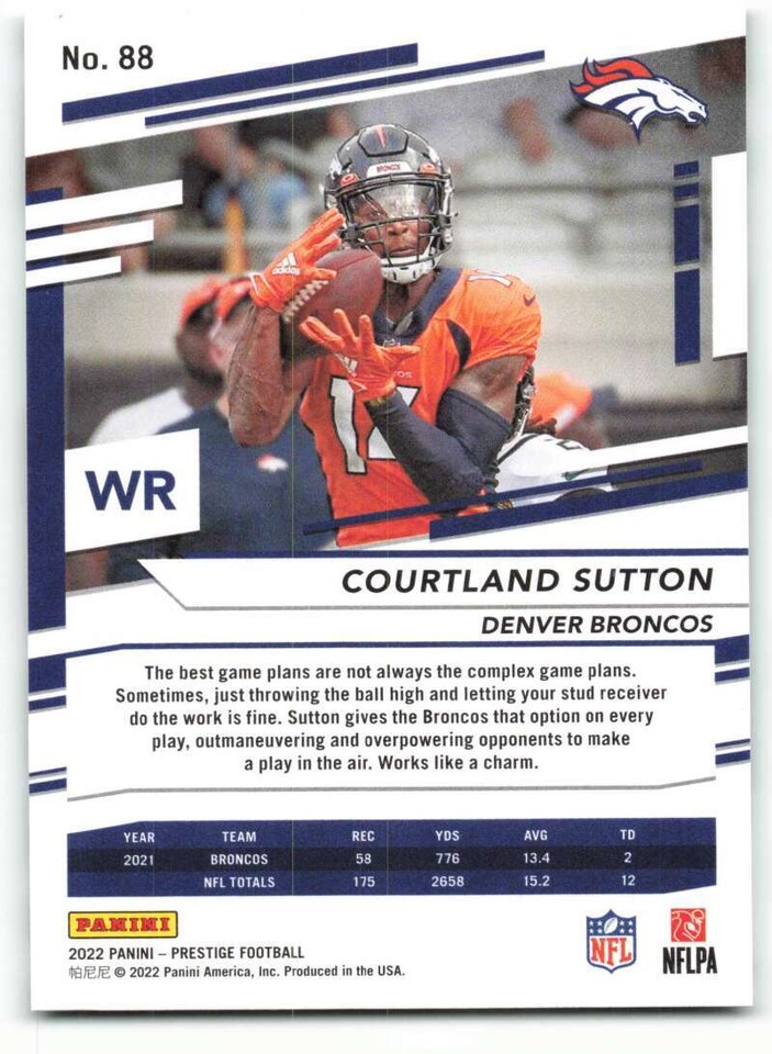 Courtland Sutton 2022 Panini Prestige #88 Broncos | eBay
