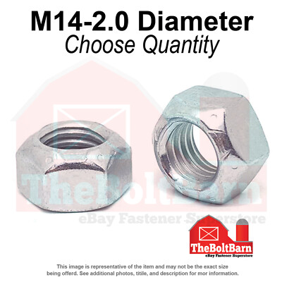 M14-2.0 Class 10 Hex Top Lock Nuts Zinc Clear Coarse Thread (Pick ...