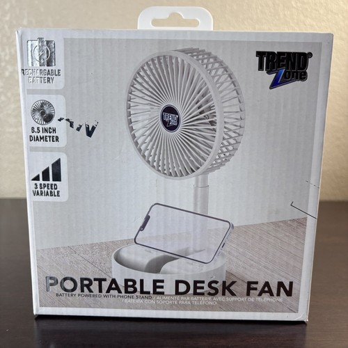 Trend Zone 6.5” Portable Desk Fan - 3 Speeds Rechargeable - White ...