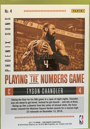 2017 Contenders Tyson Chandler Playing the Numbers Game Cracked Ice /25 #4 Suns | eBay